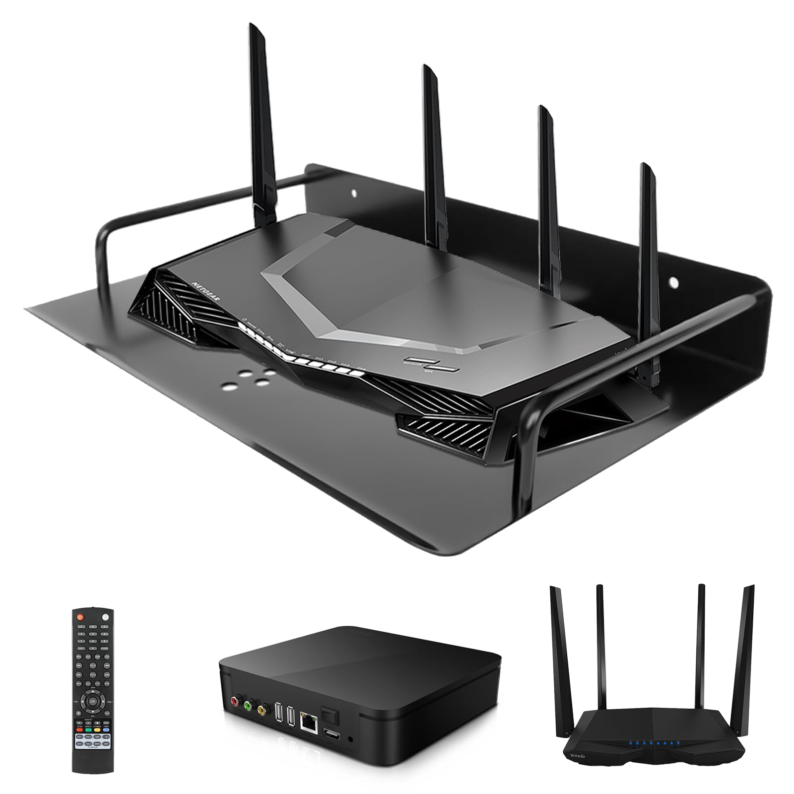 YOYIAG Black Router Wall Mount Shelf Wall Mounted Router Holder with ...