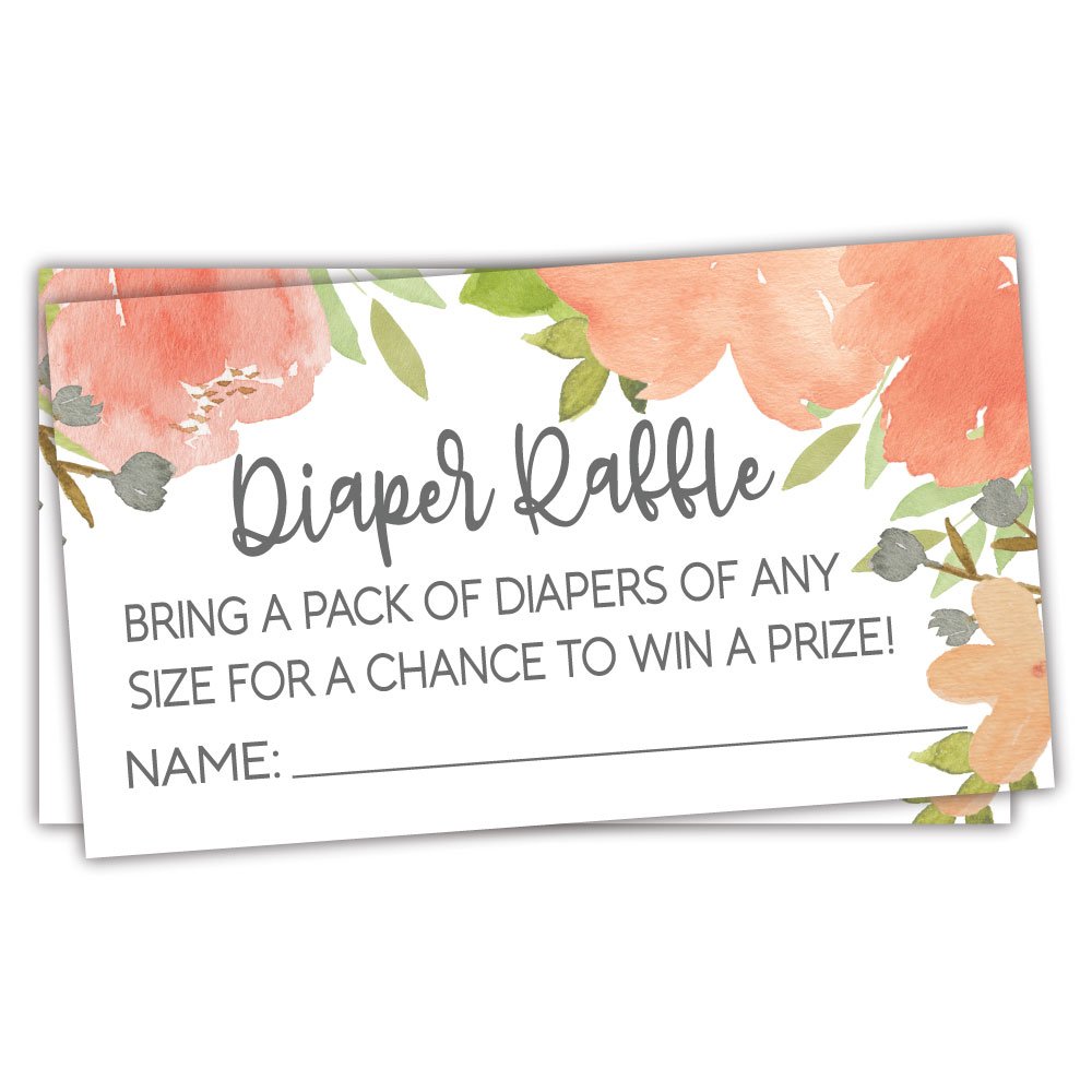 Amazon.com: 50 Watercolor Floral Diaper Raffle Tickets - Girl Baby ...