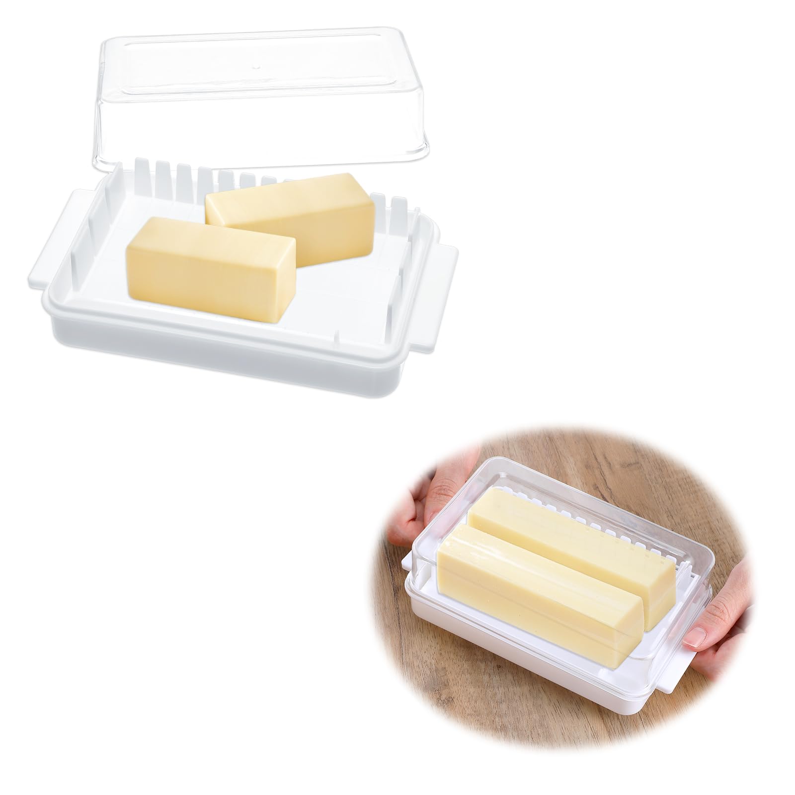 Amazon.com | 2Pcs Butter Dish with Lid for Countertop, Extra Large ...