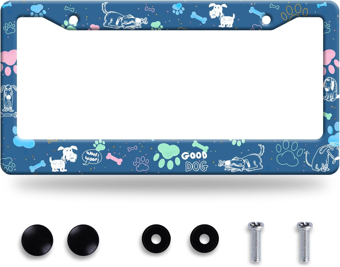 Amazon.com: Cute Dog License Plate Frame Animal Dogs Bone and Paws ...