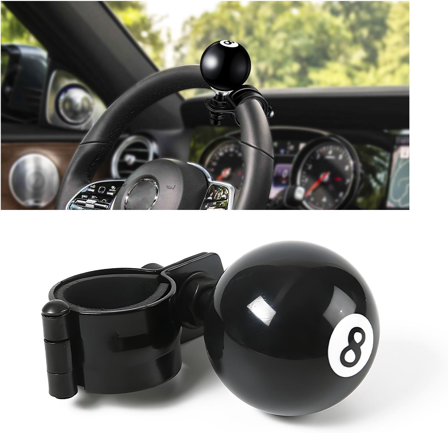 Amazon.com: FSTURIOS 8 Ball Steering Wheel Knob Spinner, Round Billiard ...