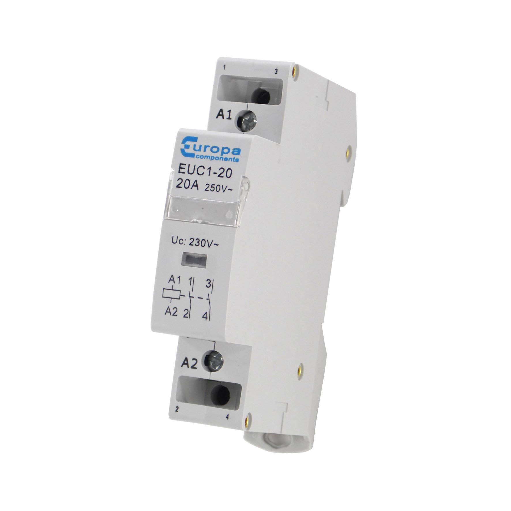 Europa Components EUC1-20-2P-AZ Modular Contactor 2 N/O 20A 230V AC ...
