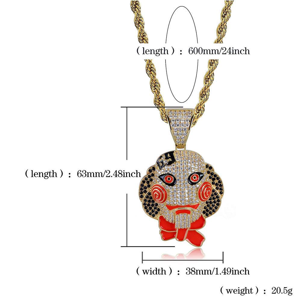 Pendentif Colliers Hip Hop Glafe Out CZ 6IX9INE CLOWN 69
