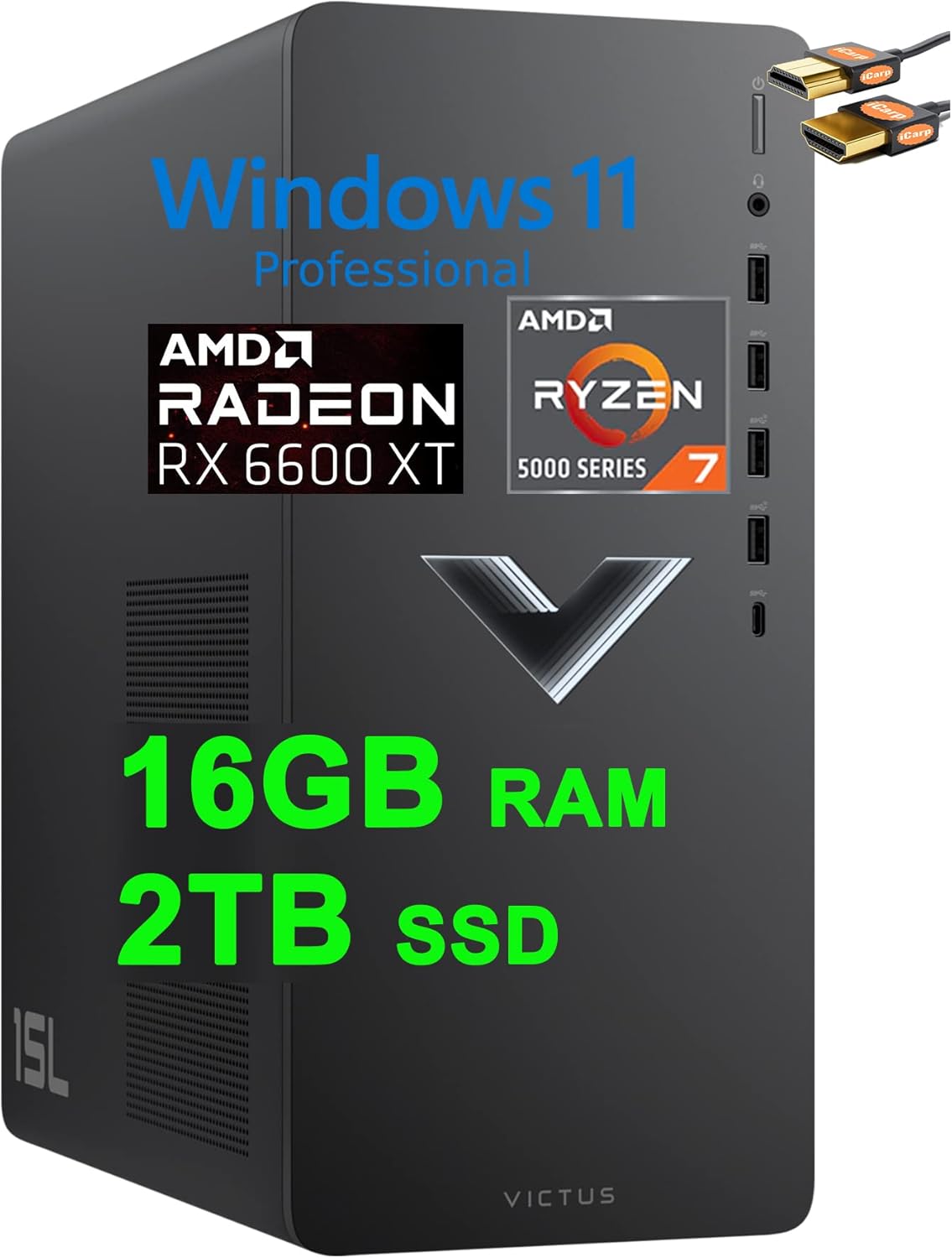 Amazon.com: HP Victus 15L Gaming Desktop Computer AMD Octa-Core Ryzen 7 ...