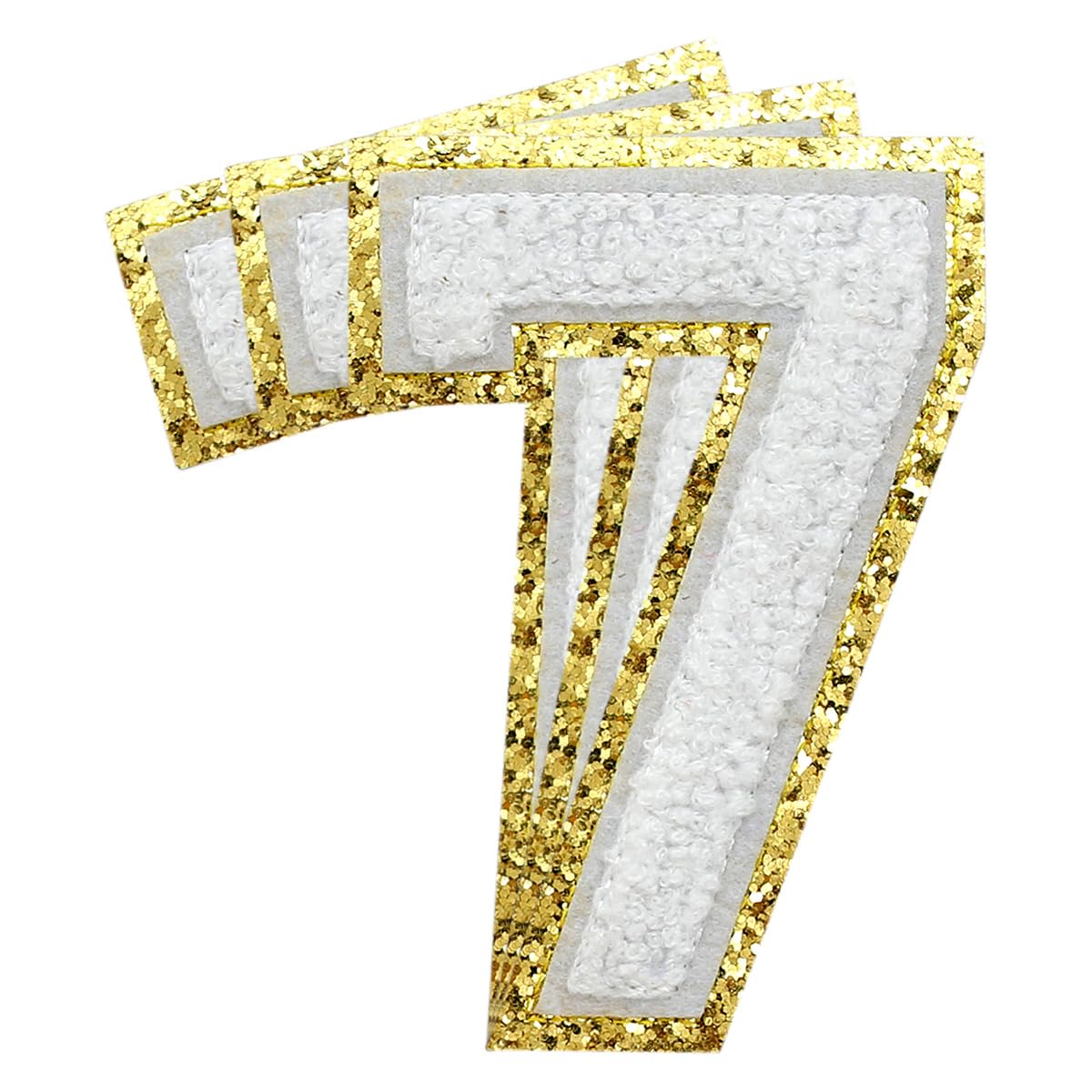 Amazon.com: 3Pcs Chenille Number Patches Gold Glitter Iron on Patches ...