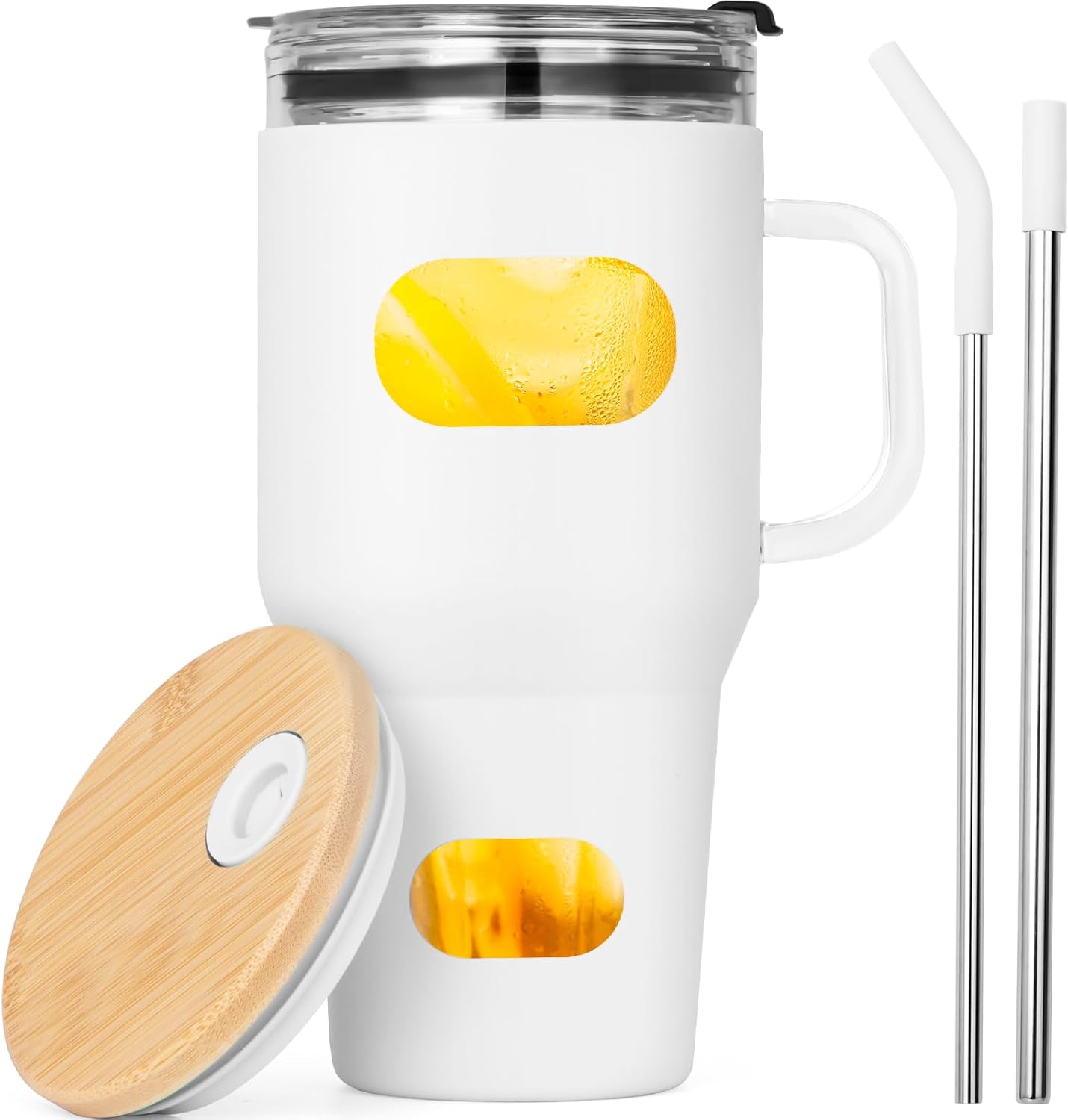 Amazon.com | 32 oz Glass Tumbler with Straw and Lid, Glass Water Bottle ...