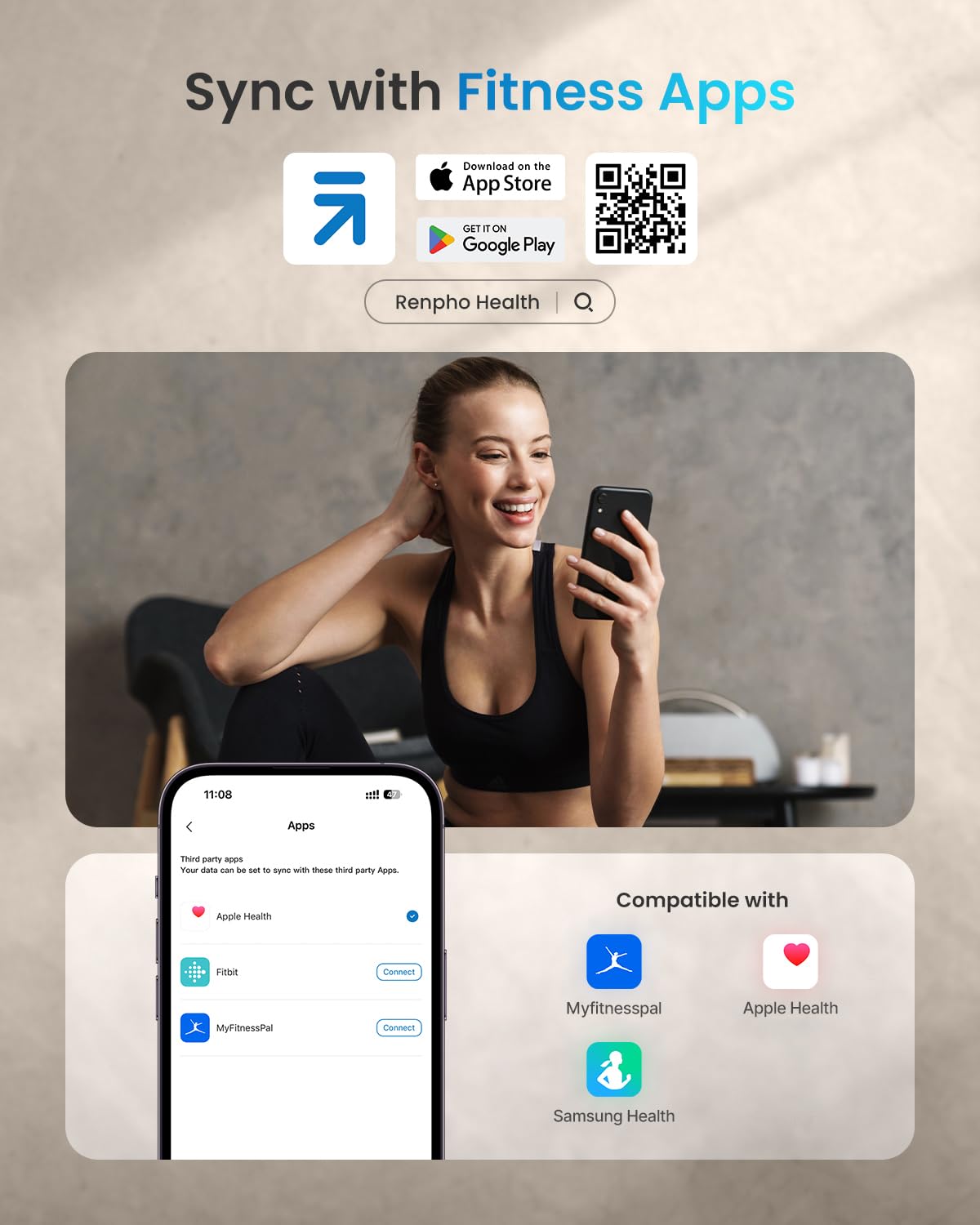 Snapklik.com : RENPHO Smart Scale For Body Weight, Digital Bathroom ...