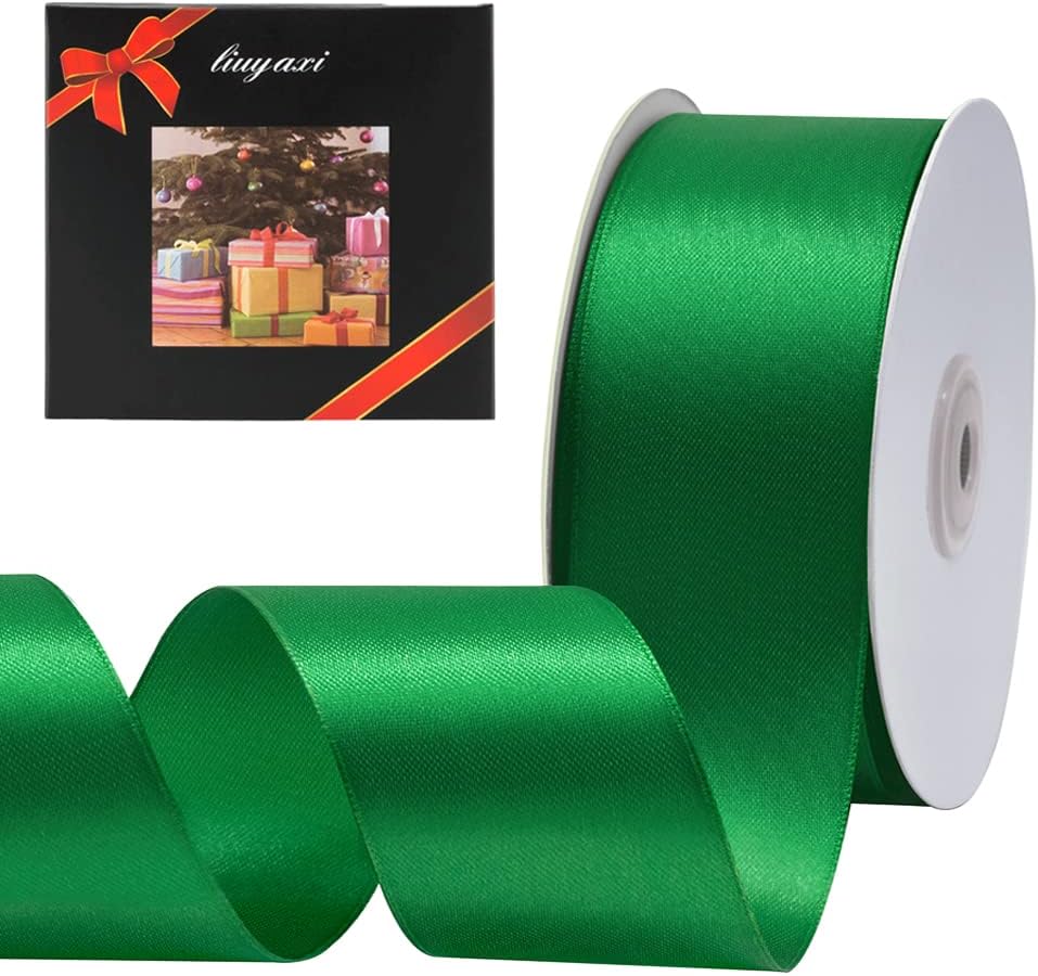 Amazon.com: Solid Color Double Faced Green Satin Ribbon 2" X 50 Yards ...
