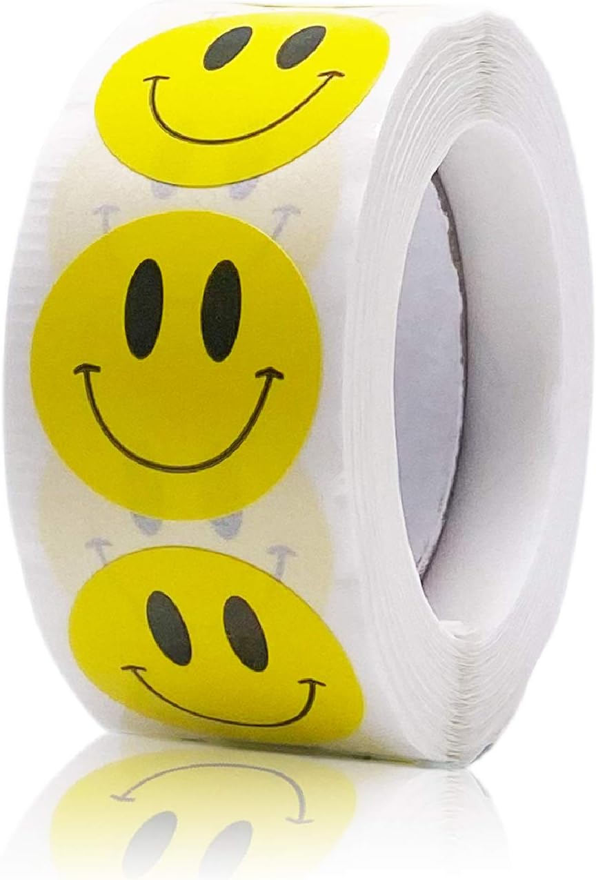 Lstycoy Happy Smile Face Stickers, 1" Circle Round Dot Sticker Labels ...