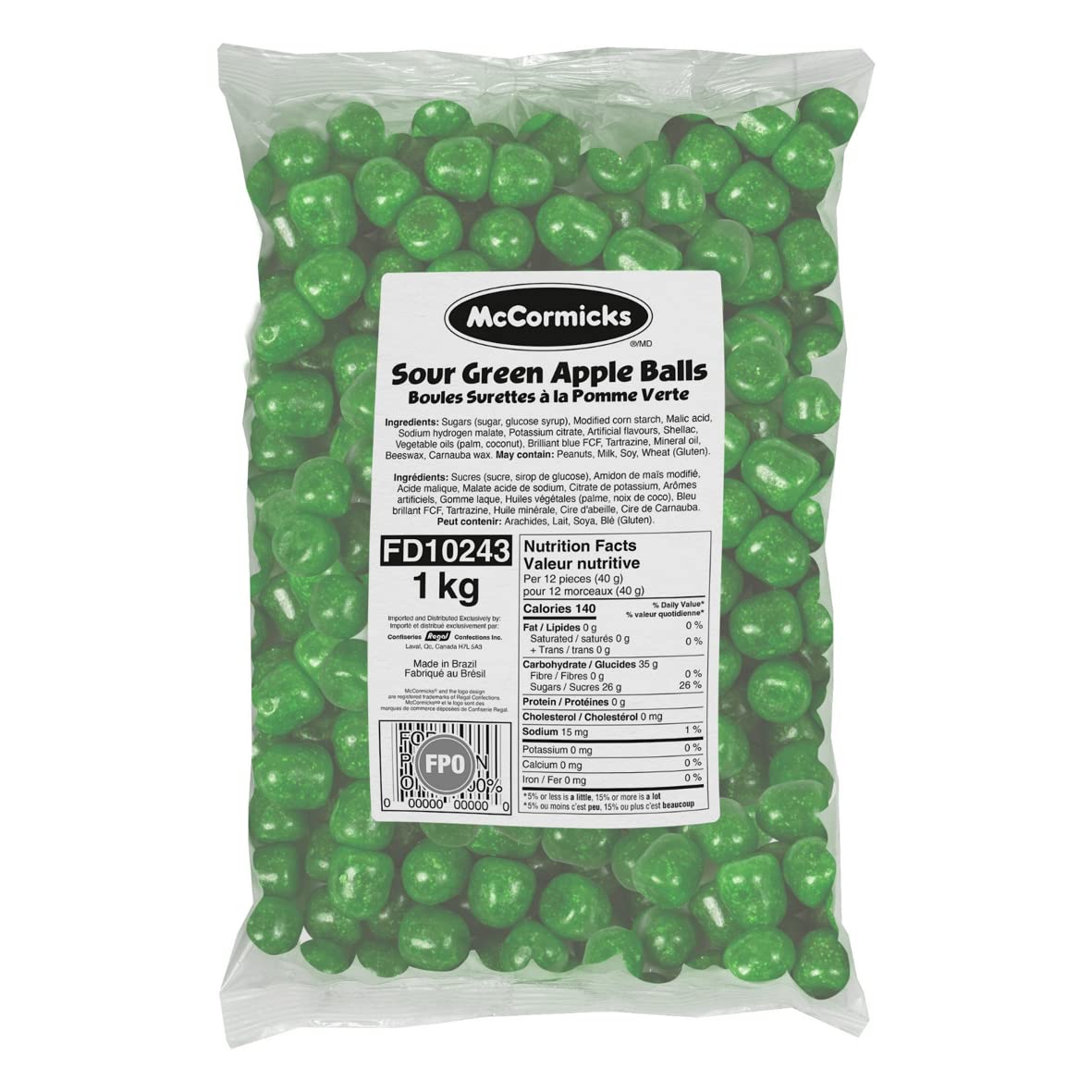 McCormicks, Green Apple Sour Balls - Bulk Candy Bag, 1 Kilogram ...