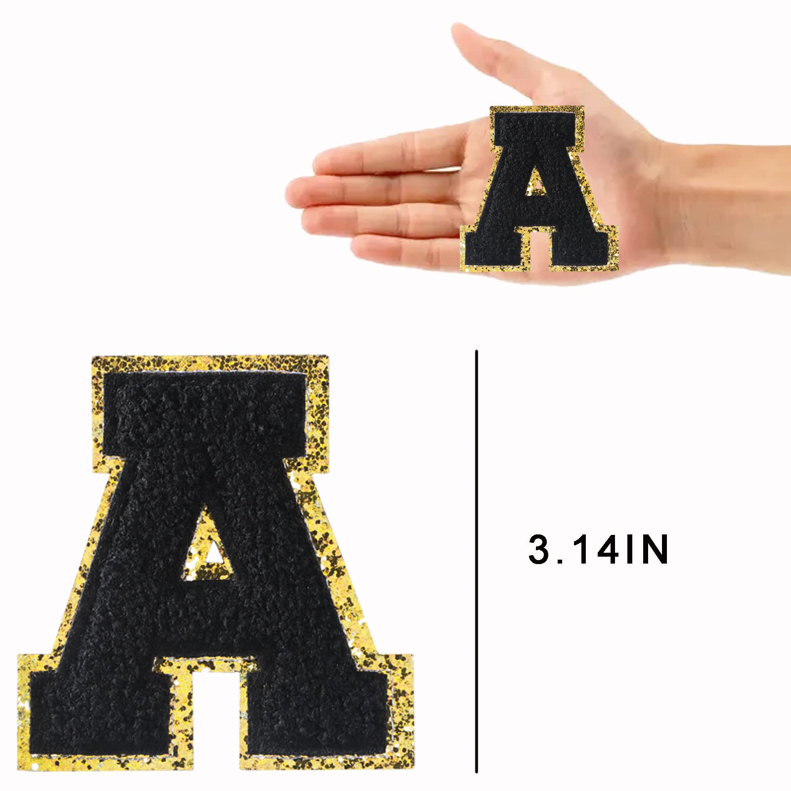 Snapklik.com : 26 Pieces Black Chenille Letter Patches, Embroidered ...