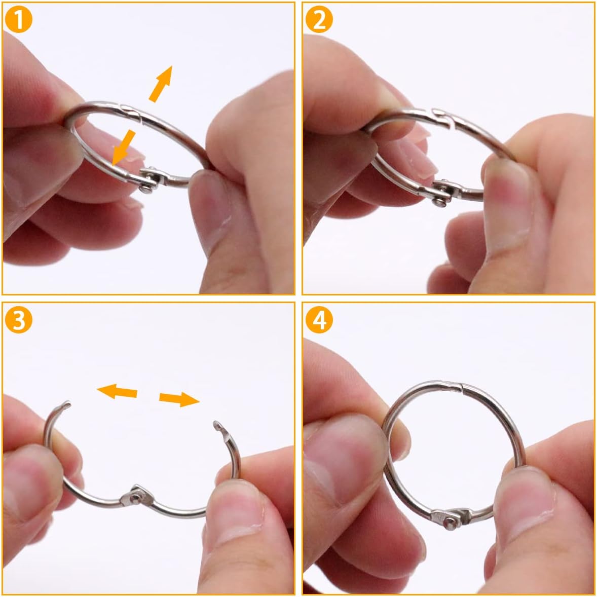 VicBou 100pcs Loose Leaf Binder Rings, Silver Metal Book Rings ...