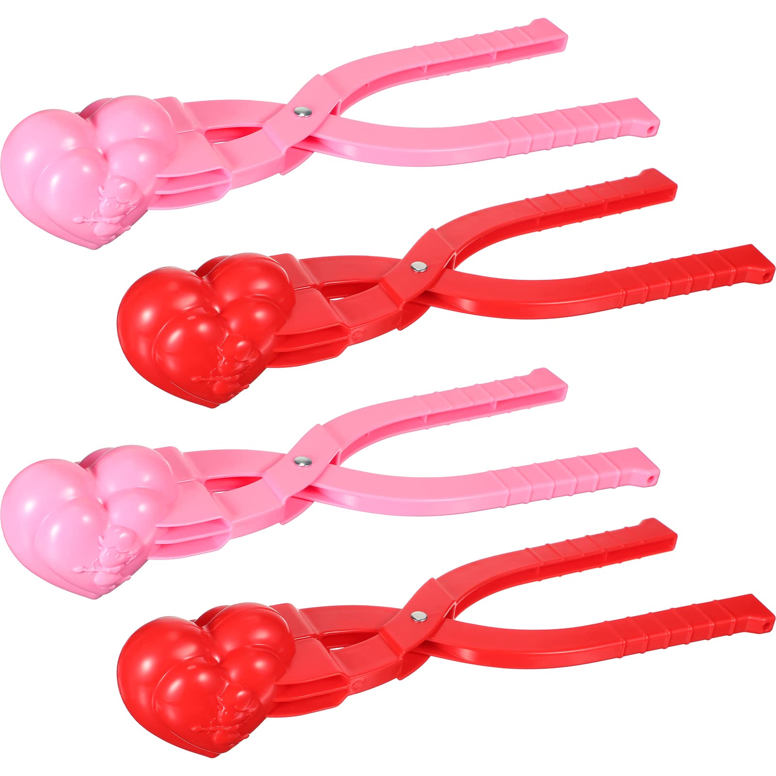 Leitee 4 Pieces Double Heart Snowball Maker Winter Snow Heart Mold ...