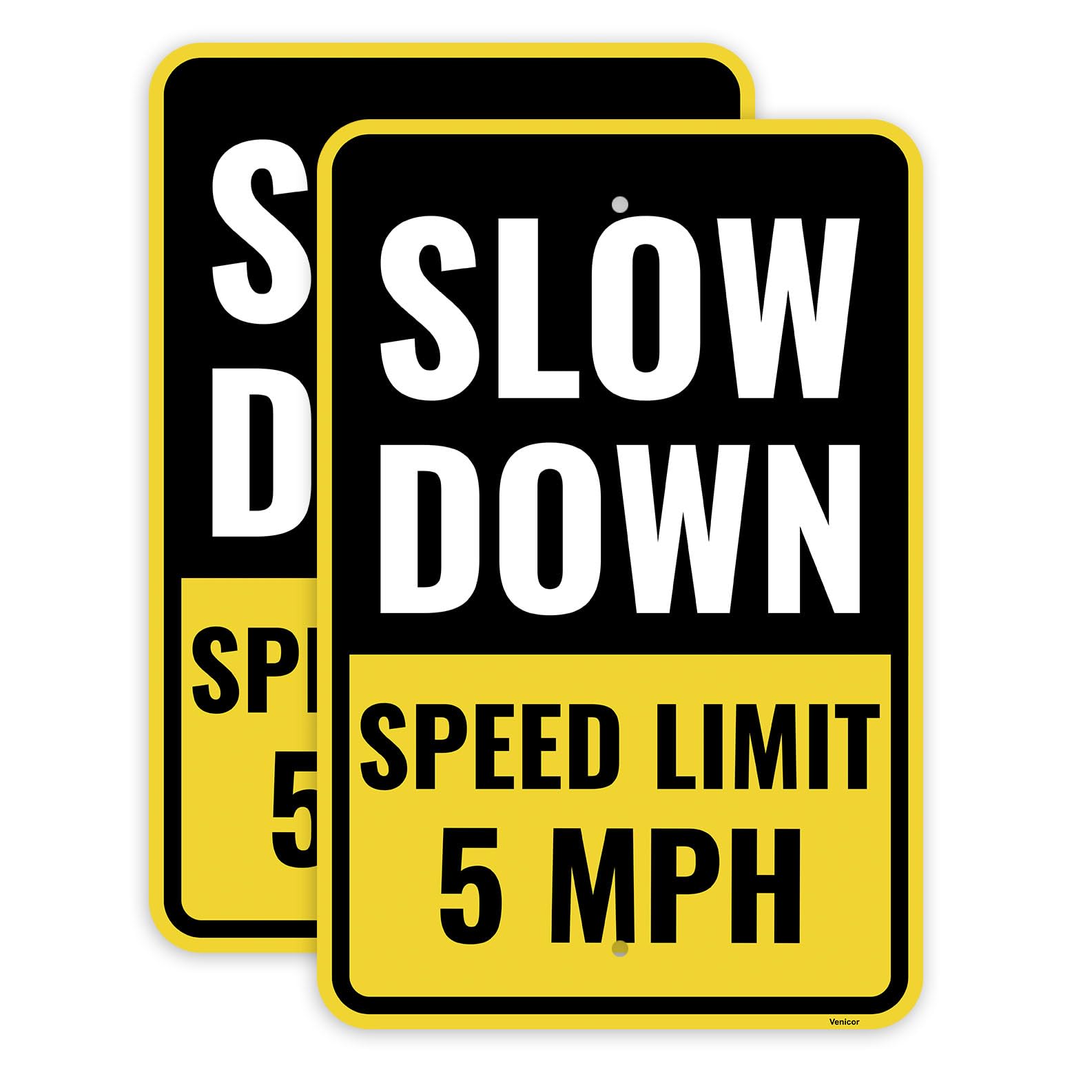 Buy 2PC 5 Mph Speed Limit Sign, 18 x 12 Inches - Aluminum - 5Mph Slow ...