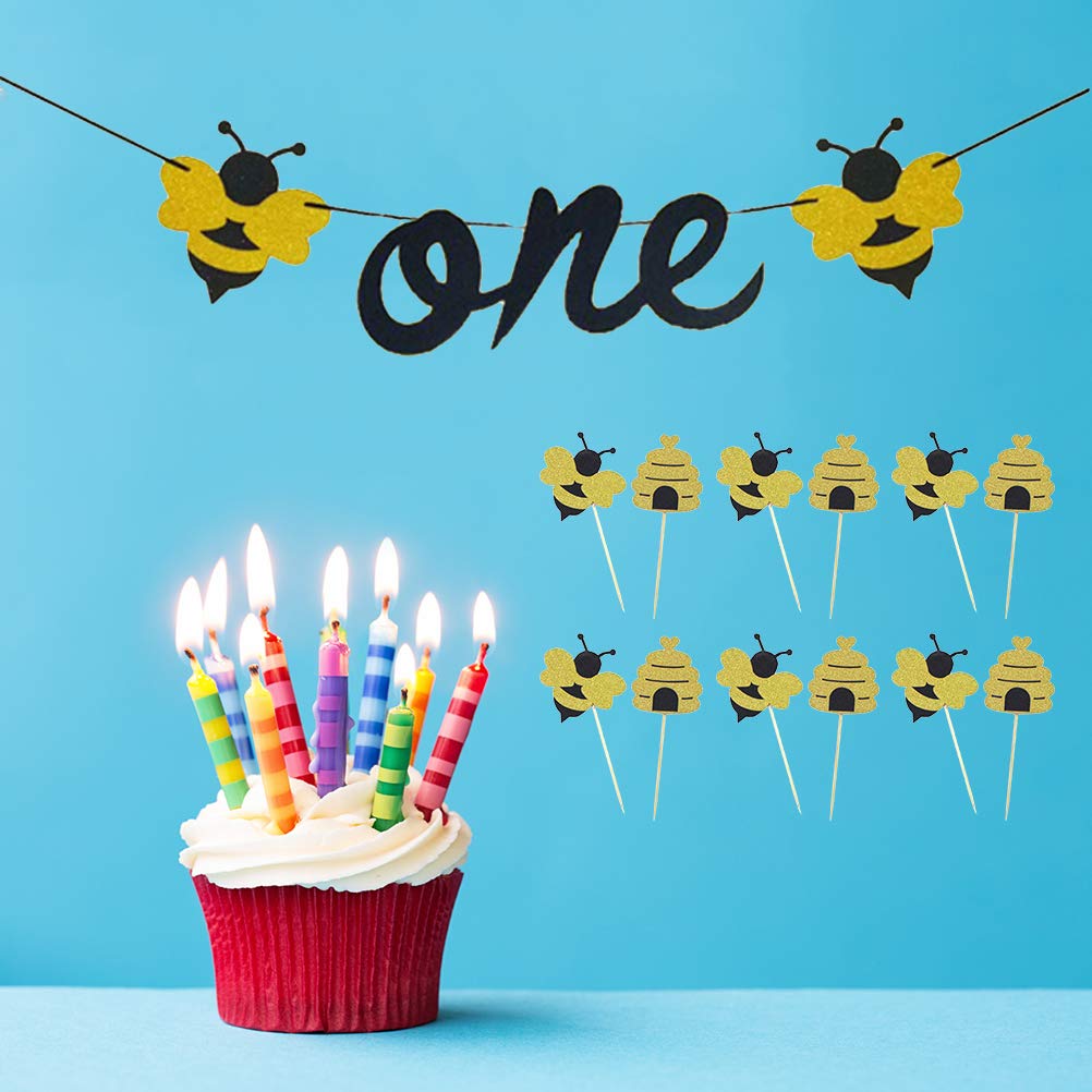 Buy PRETYZOOM Bumble Bee Smash Cake Kit First Birthday Glitter One ...