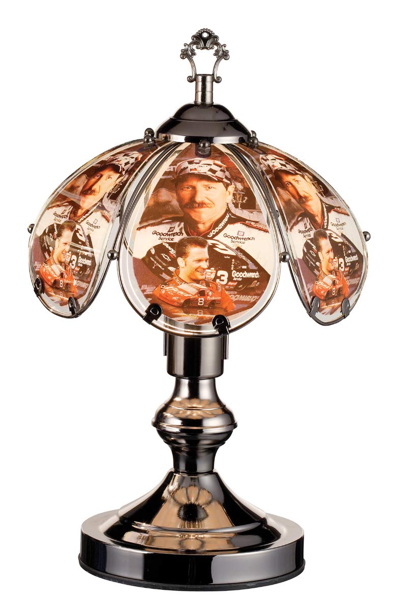 OK Lighting "14"" Touch Lamp with Race Car Drivers, Black Chrome ...