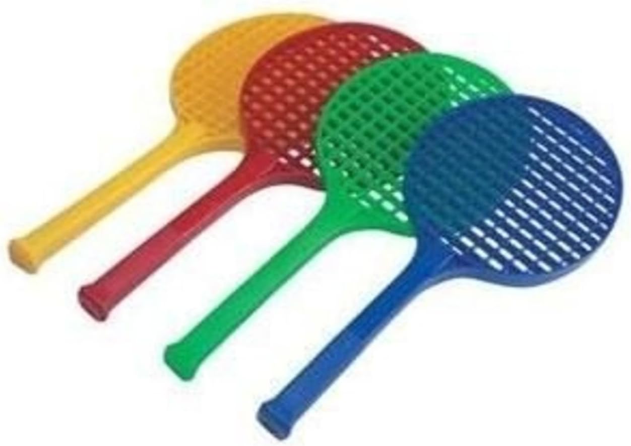 Childrens Short Tennis Plastic Racket Gardren Games Multi Colours Set ...