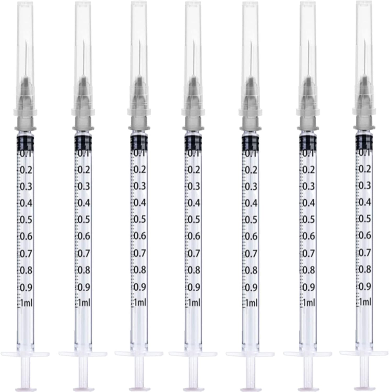 25 Pack 1ml Plastic Syringes with 27Ga 1/2 Inch Individually Wrapped ...