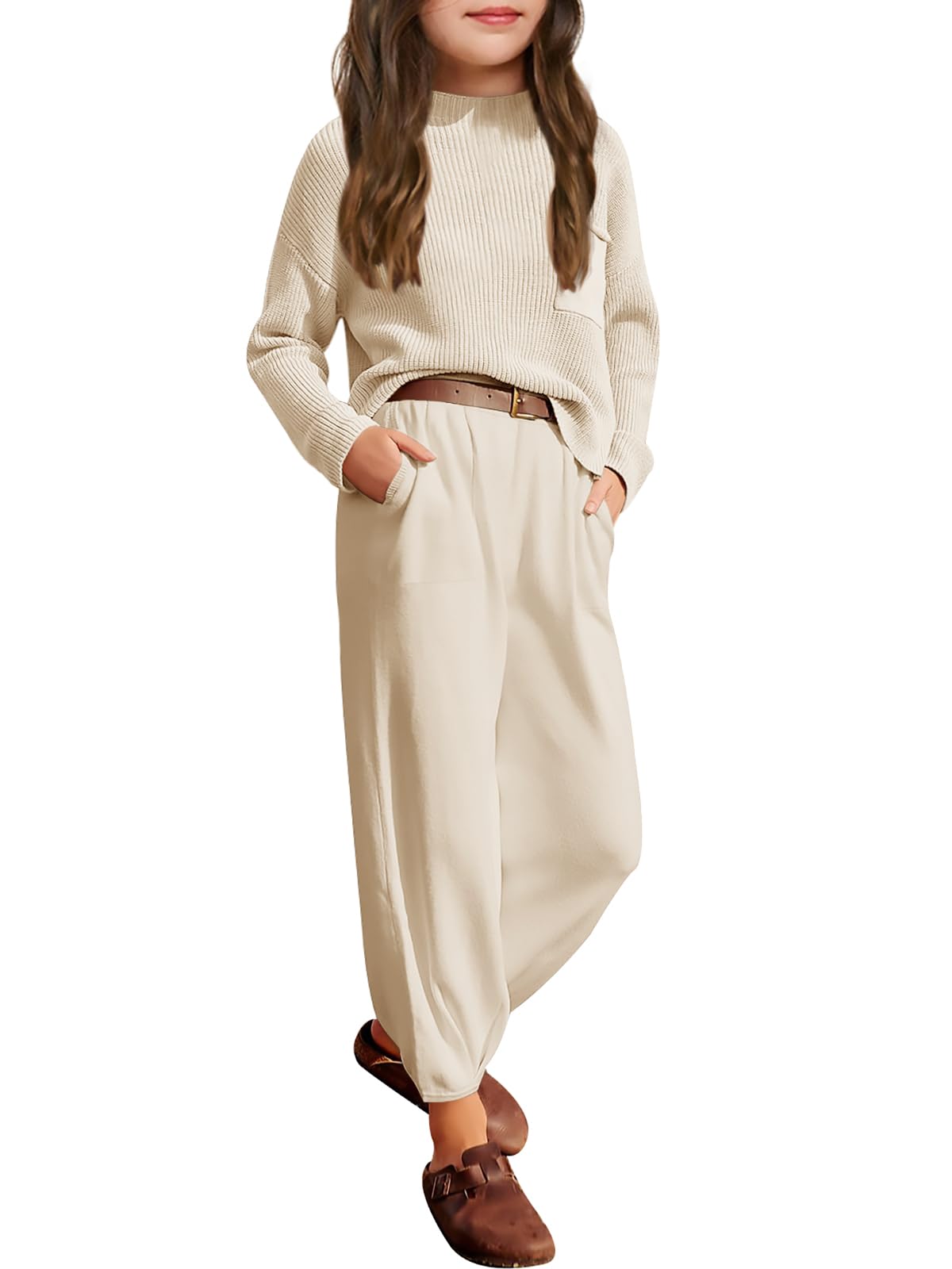 Amazon.com: Meikulo Girls 2 Piece Outfits Kids Long Sleeve Knit Sweater ...