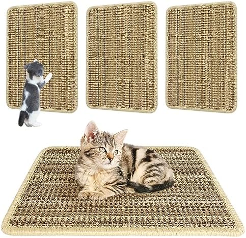Amazon.com : Tfwadmx 4 Pcs Cat Scratch Mat 11.8" x 15.7" Natural Sisal ...