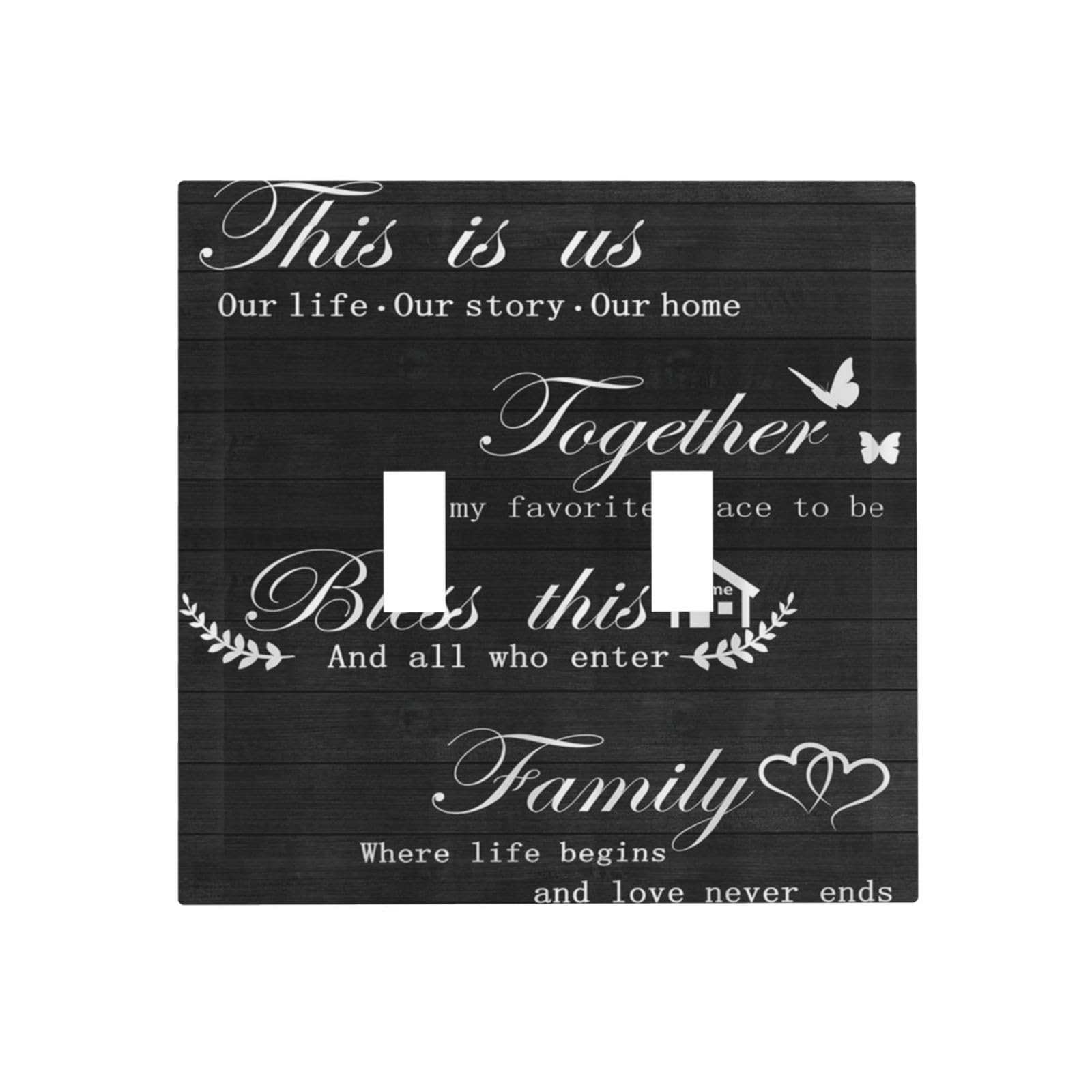 Wood Light Switch Covers Decorative 2 Toggle Black Family Signs Double ...