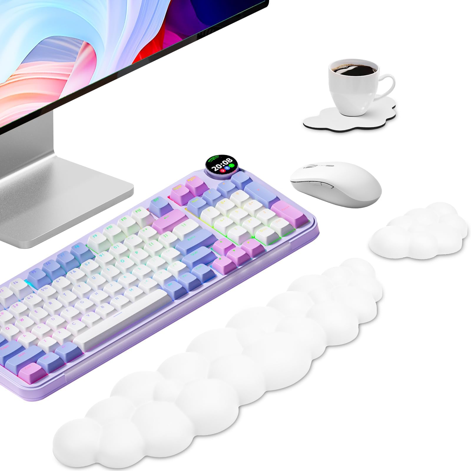 Pystuvo Cloud Keyboard and Mouse Wrist Support, Soft Ergonomic Memory ...