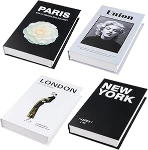 4 PCS Decorative Books for Home Décor, Fashion Fake Book Set ...