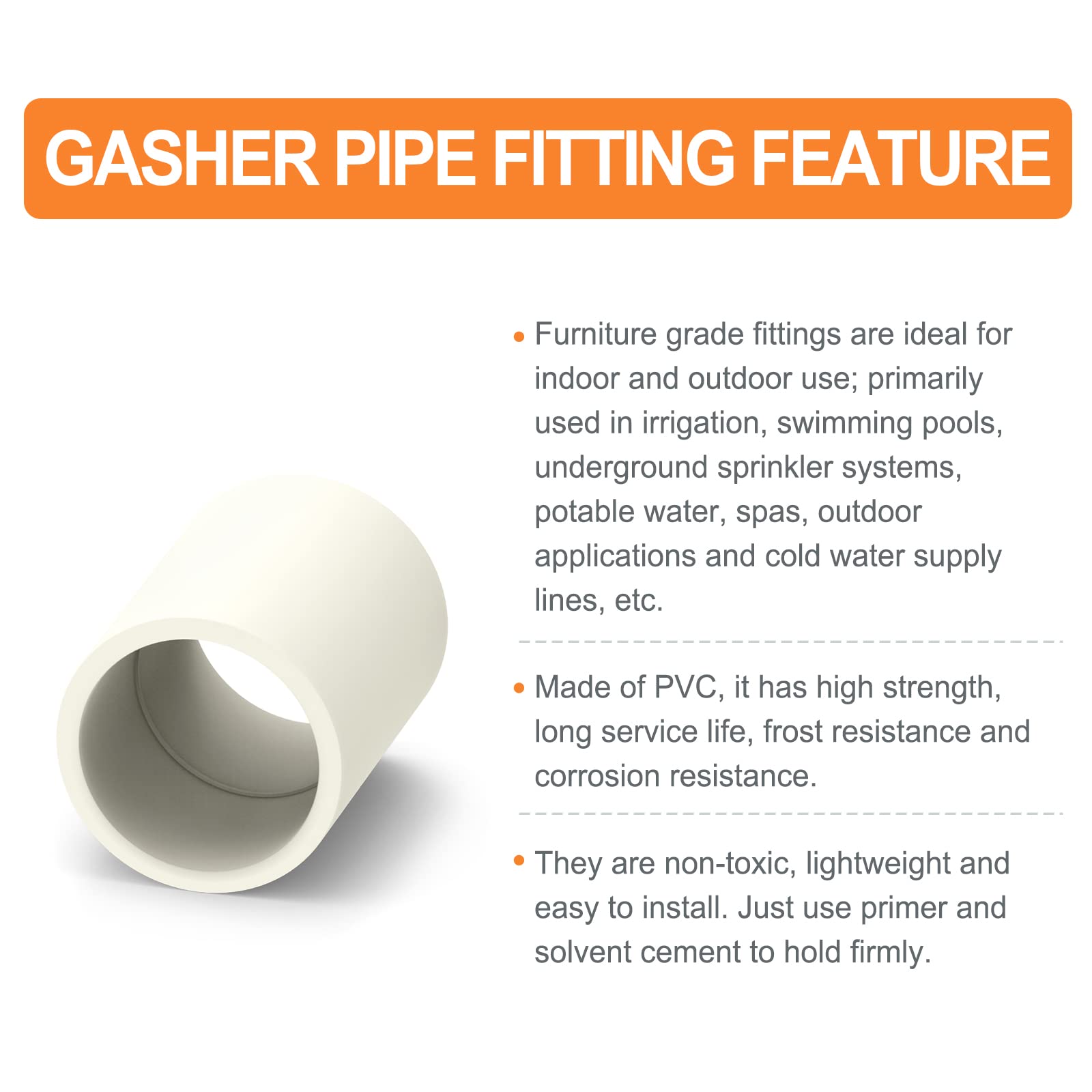 Snapklik.com : GASHER 12PCS PVC Pipe Fitting 1-1/2 PVC Coupling ...
