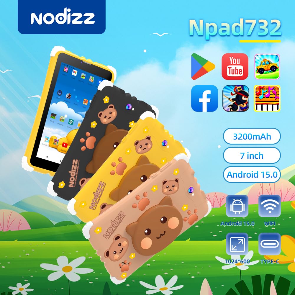 Amazon Kids Tablet Nodizz Kids Tablet 7" HD, Android 15, 4GB RAM 64GB ...