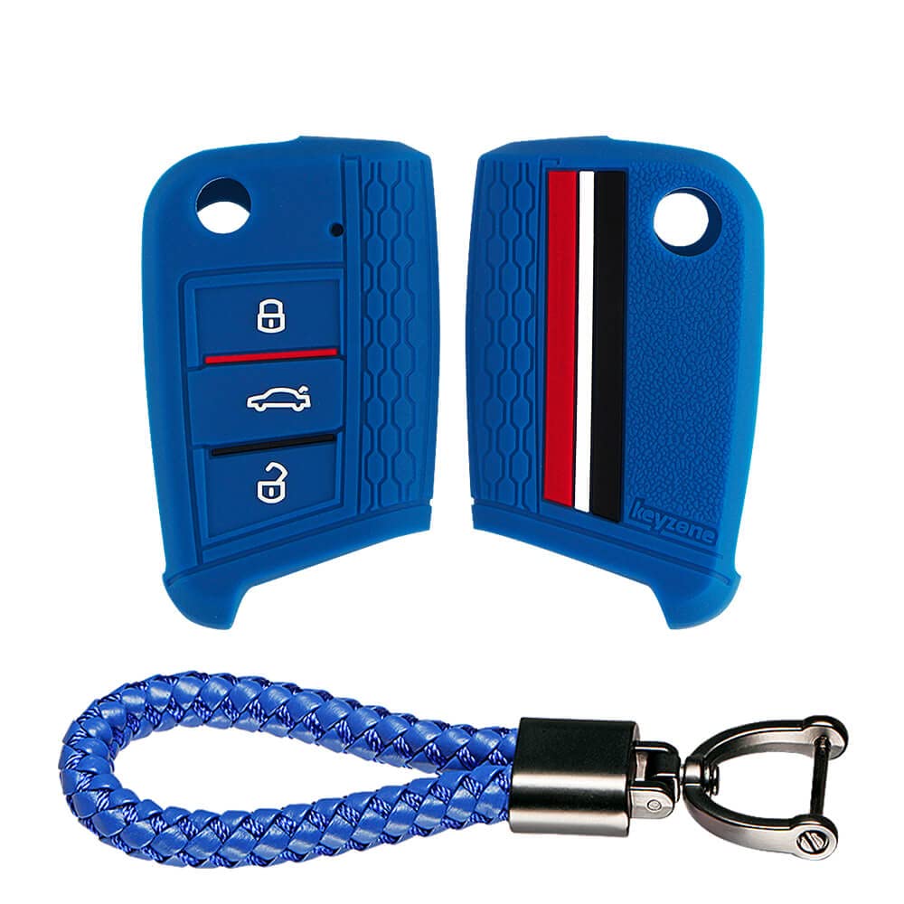 keyzone Striped Silicone Key Cover & Keychain Compatible for Volkswagen ...