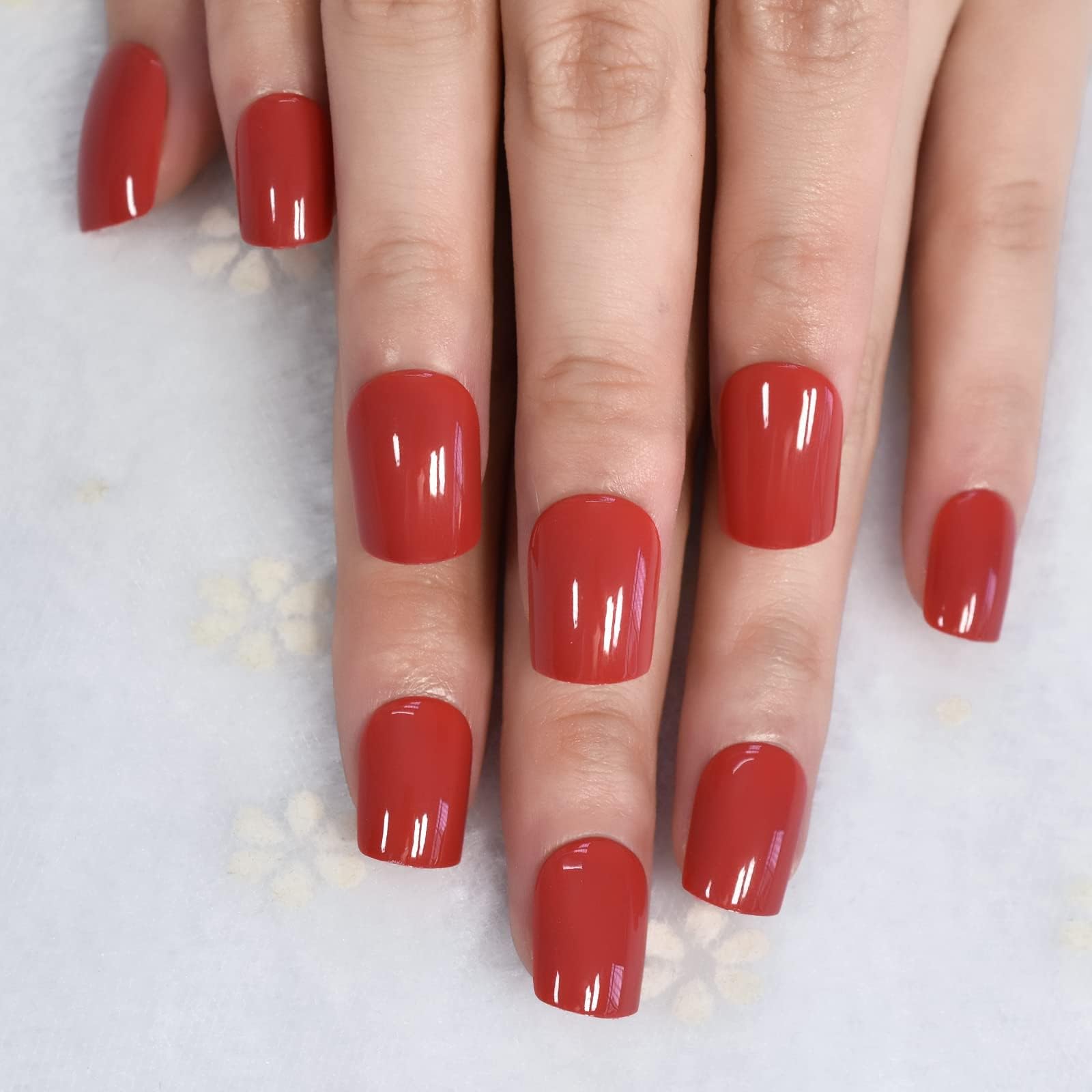Amazon.com: ELEVENAIL Glossy Red Press On False Nails Summer Classical ...
