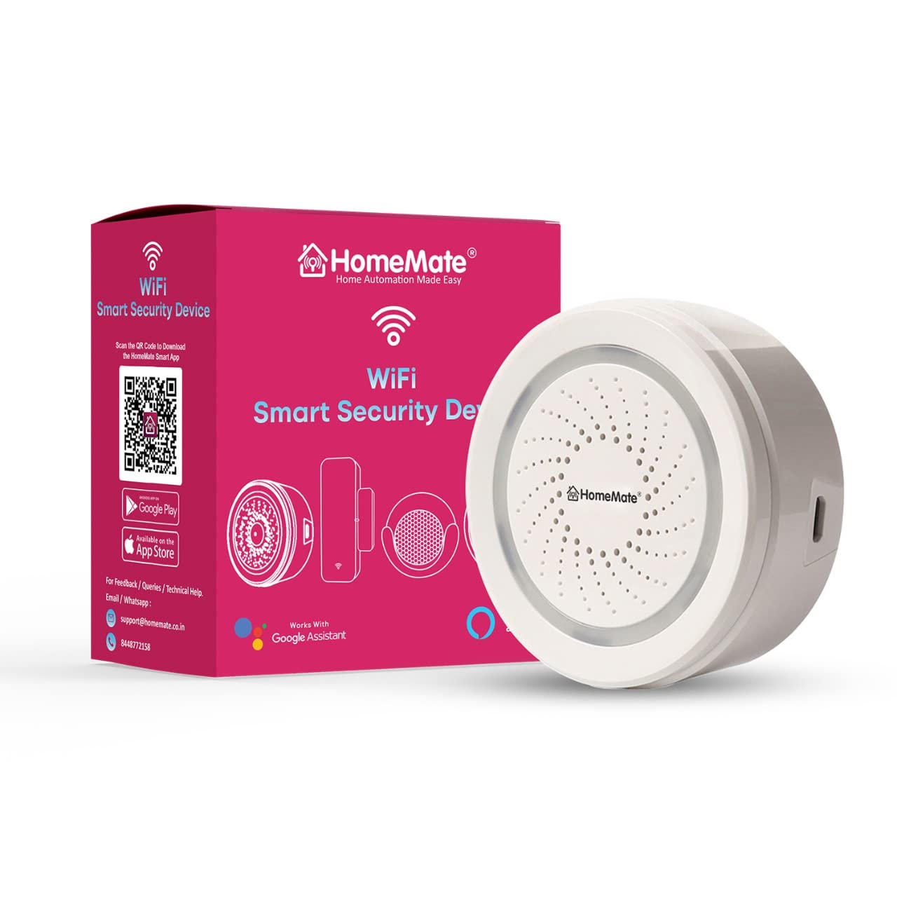 HomeMate Wifi Smart Alarm Siren For Alexa Google Home And IFTTT Small Size No Hub Required homemate-wifi-smart-alarm-siren-for-alexa-google-home-and-ifttt-small-size-no-hub-required