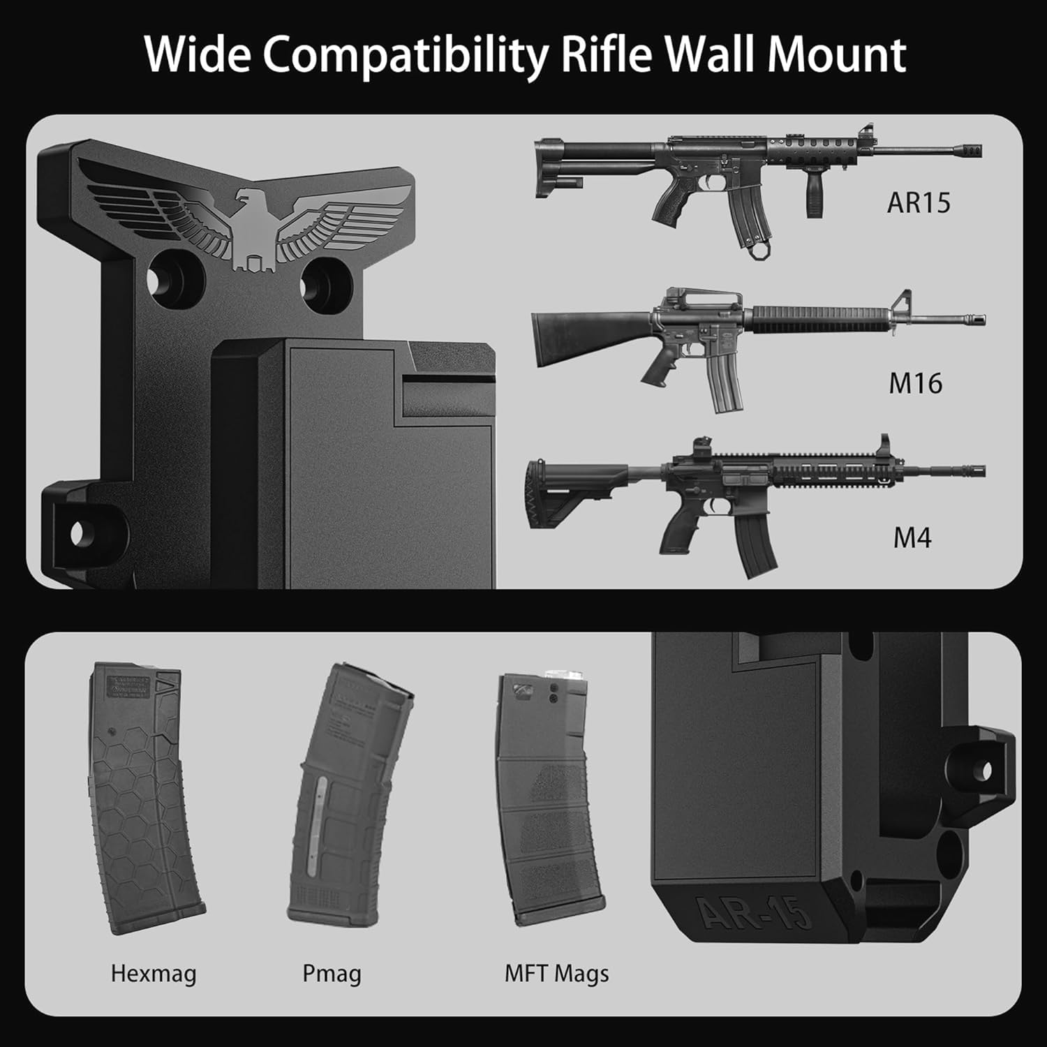 Snapklik.com : 2-pack AR15 Wall Mount For 223/5.56 Rifle+Magazine, AR ...