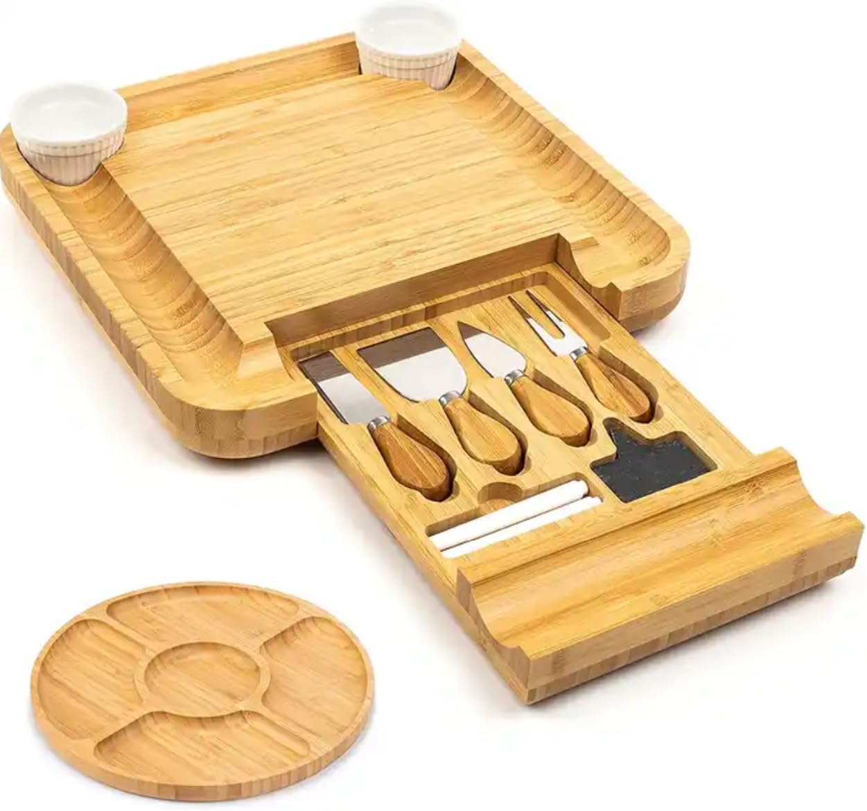 Amazon.com: KSILOU Charcuterie Boards, Bamboo Cheese Board Set That ...