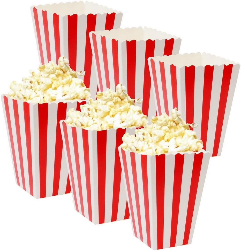NOVELTY PLACE Retro Style Plastic Popcorn Containers for Movie Night ...
