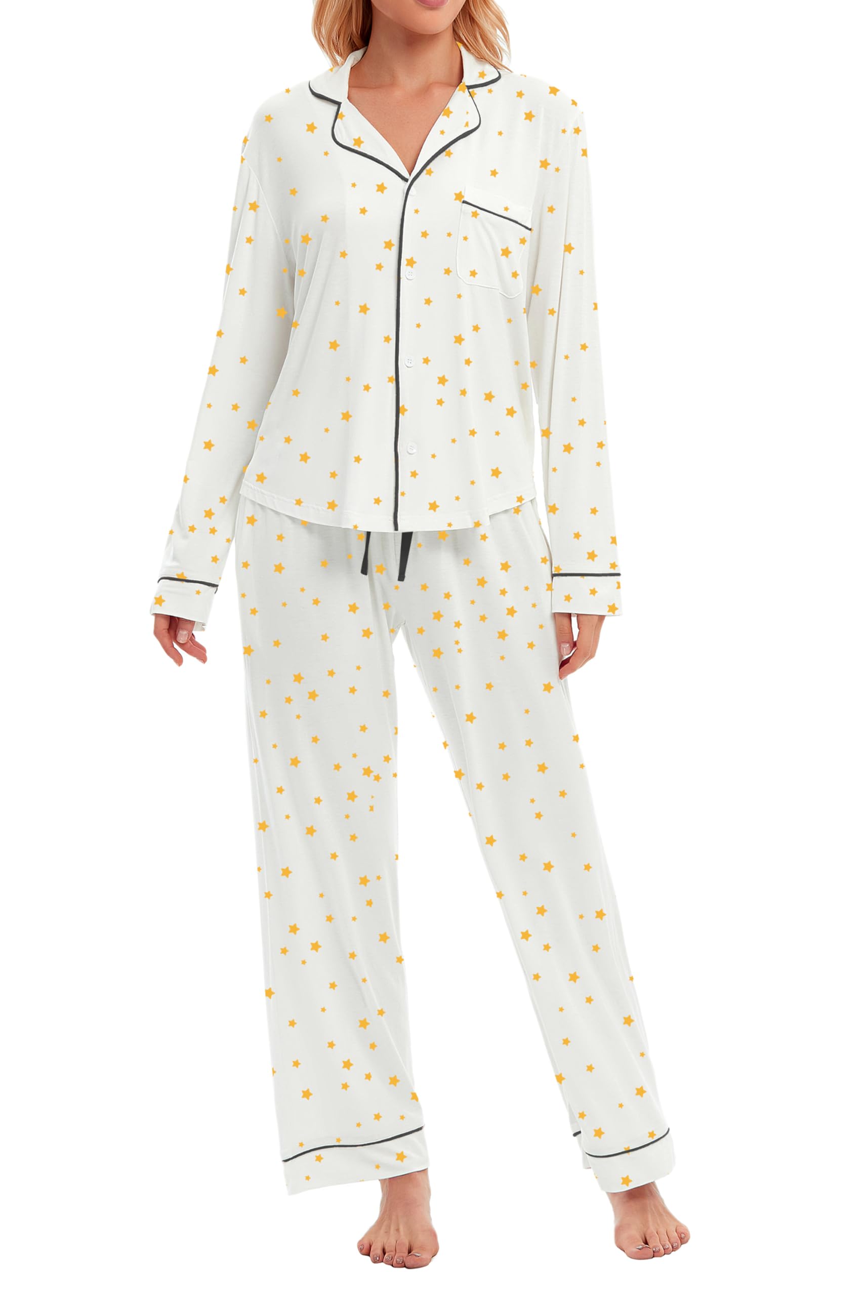 Snapklik.com : LUBOT 100% Cotton Pajamas Set For Women Long Sleeve ...