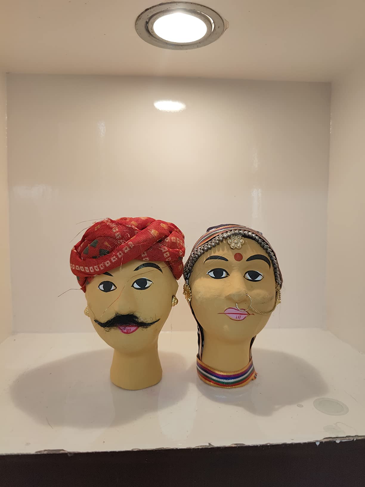 Handmade Rajasthani Marwari Face Puppet Pair Kaka Kaki Couple Figurine ...