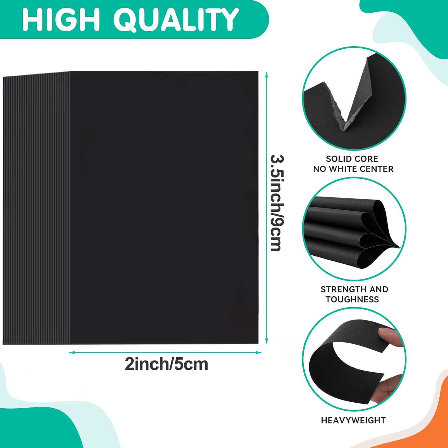 Snapklik.com : 50 Sheets Thick Black Cardstock - 2 X 3.5 Inch Smooth ...