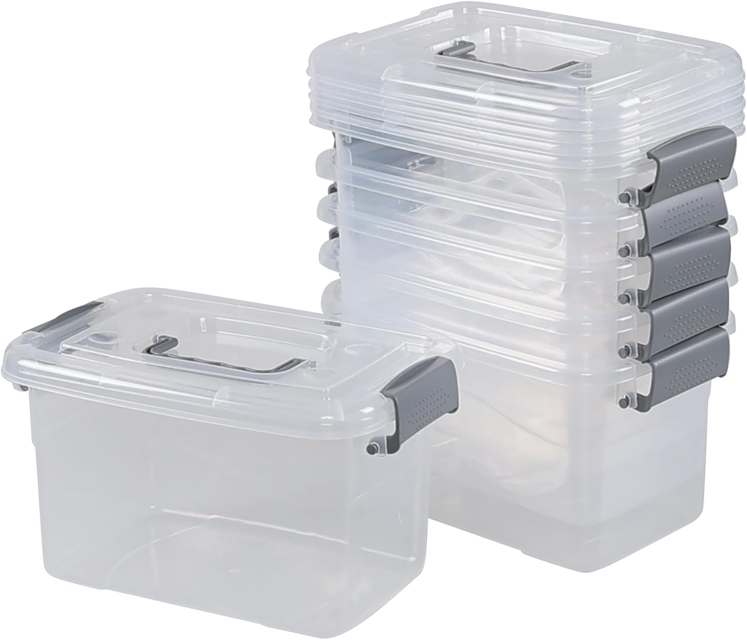 Amazon.com - Caibuchu 5 Quart Plastic Latching Storage Boxes, Clear ...