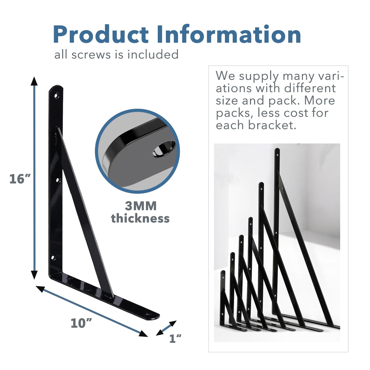 Snapklik.com : Shelf Brackets 8 Pack 16 Inch Heavy Duty Metal L ...