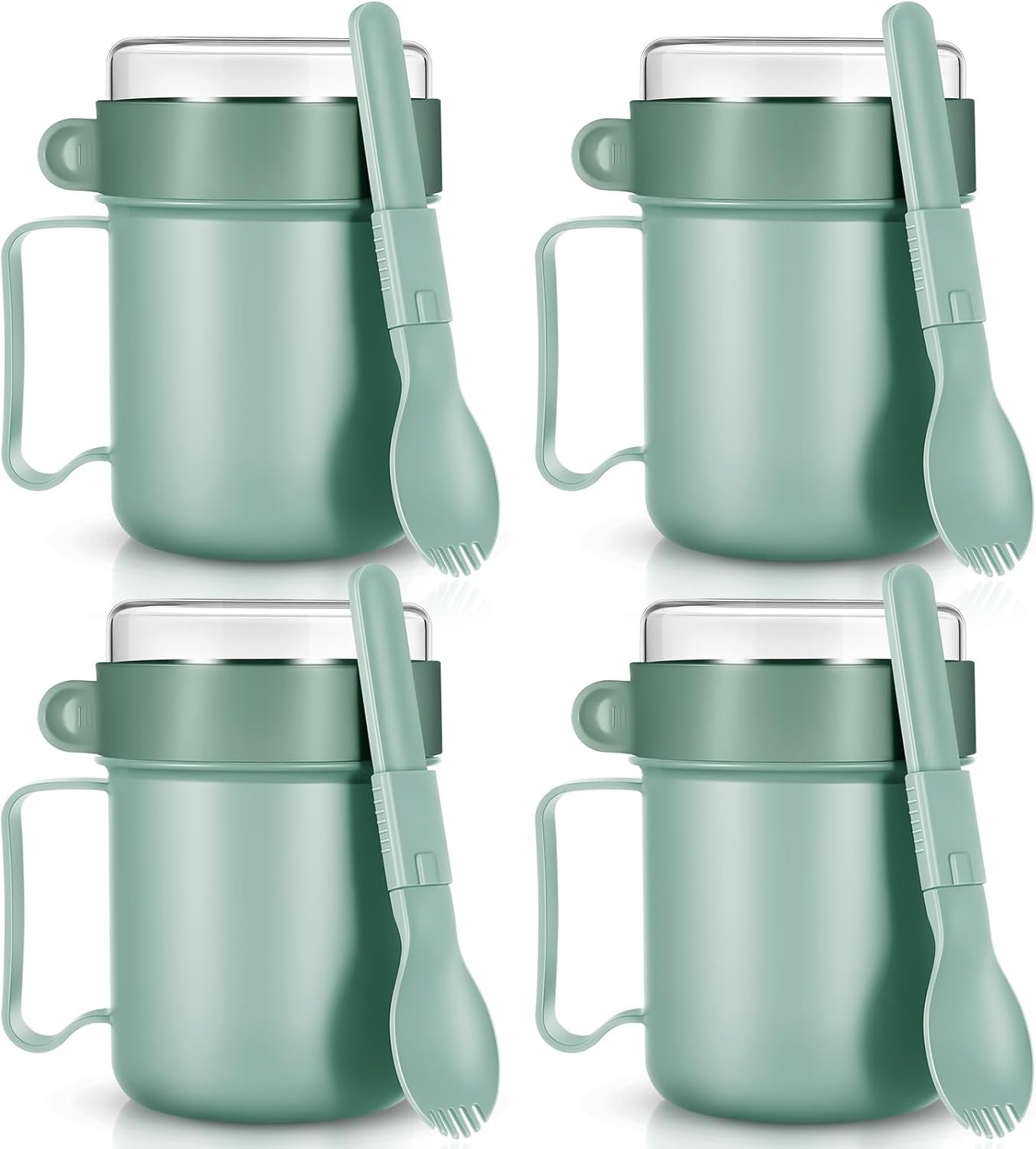 Amazon.com: Mifoci 4 Sets Microwavable Soup Mug with Lids and Scoops ...