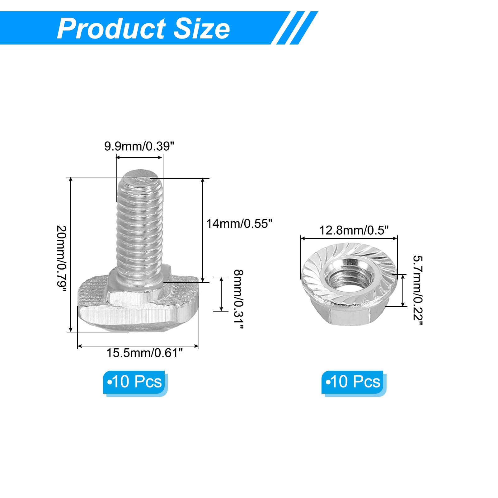 PATIKIL M6x16 Hammer Head Bolt T Screw, 10 Pcs T Slot Drop in Bolt ...