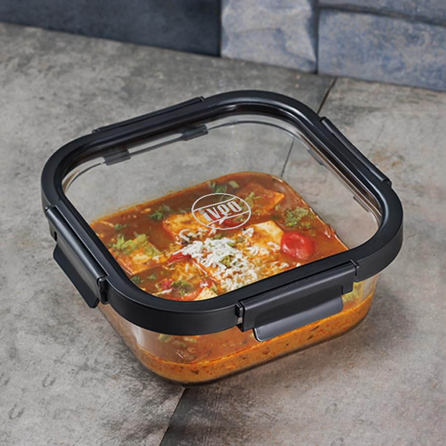 Buy Iveo Borosilicate Glass Container, Glass N Glass | Microwave Safe ...