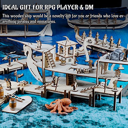 3D RPG Miniatures Ship Wood Laser Cut, 3-Level with 1" Grid Battle ...