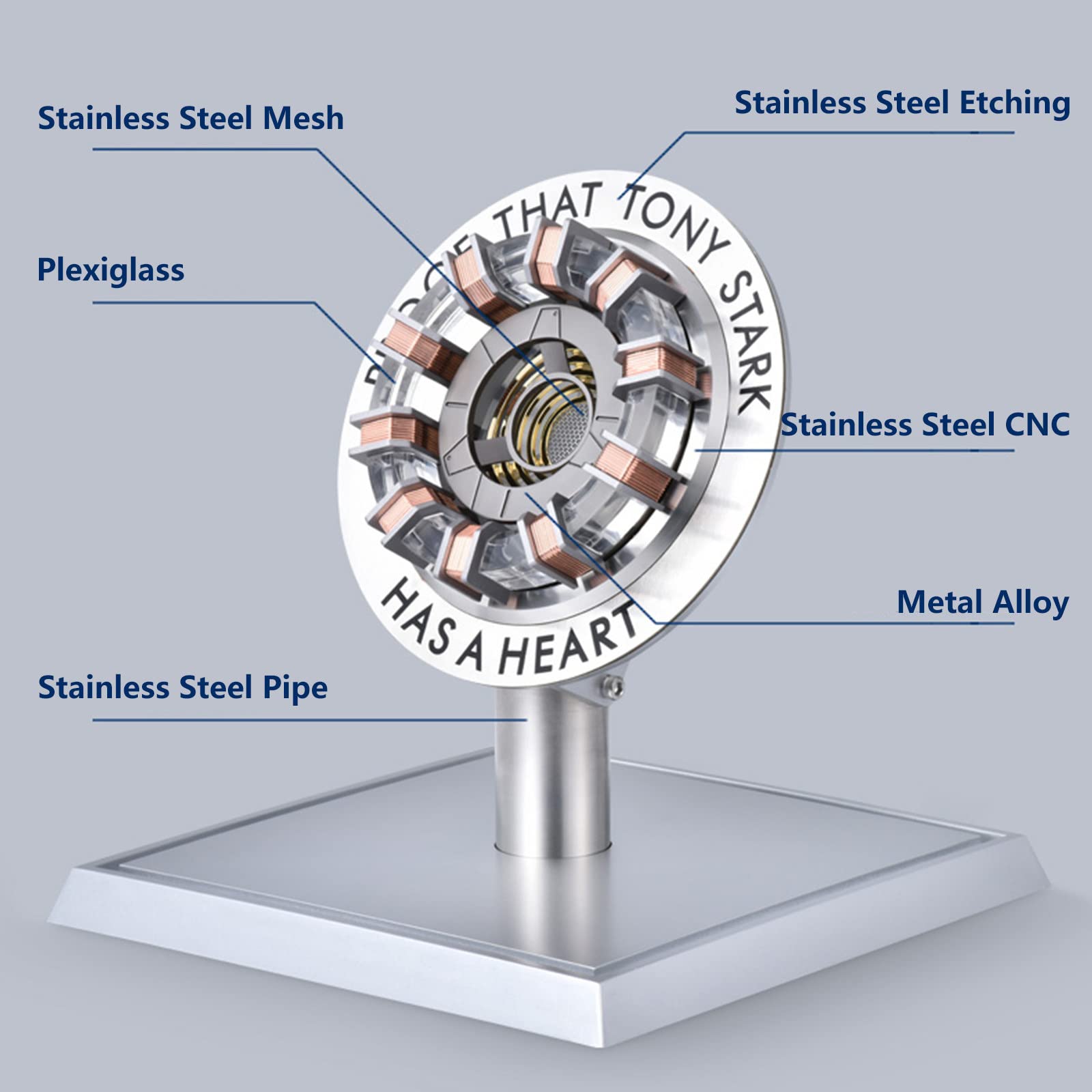 1:1 Iron Man Arc Reactor MK2, Tony-Stark LED Light Vibration Sensing ...