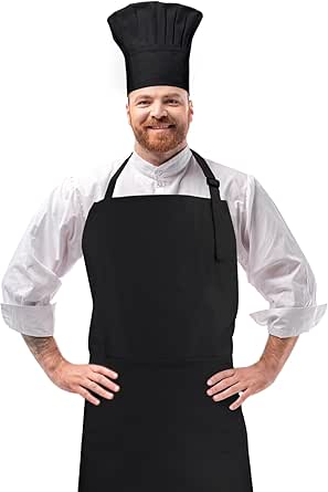 Amazon.com: CRJHNS Chef Apron and Hat set, Chef Hat with Hook and Loop ...