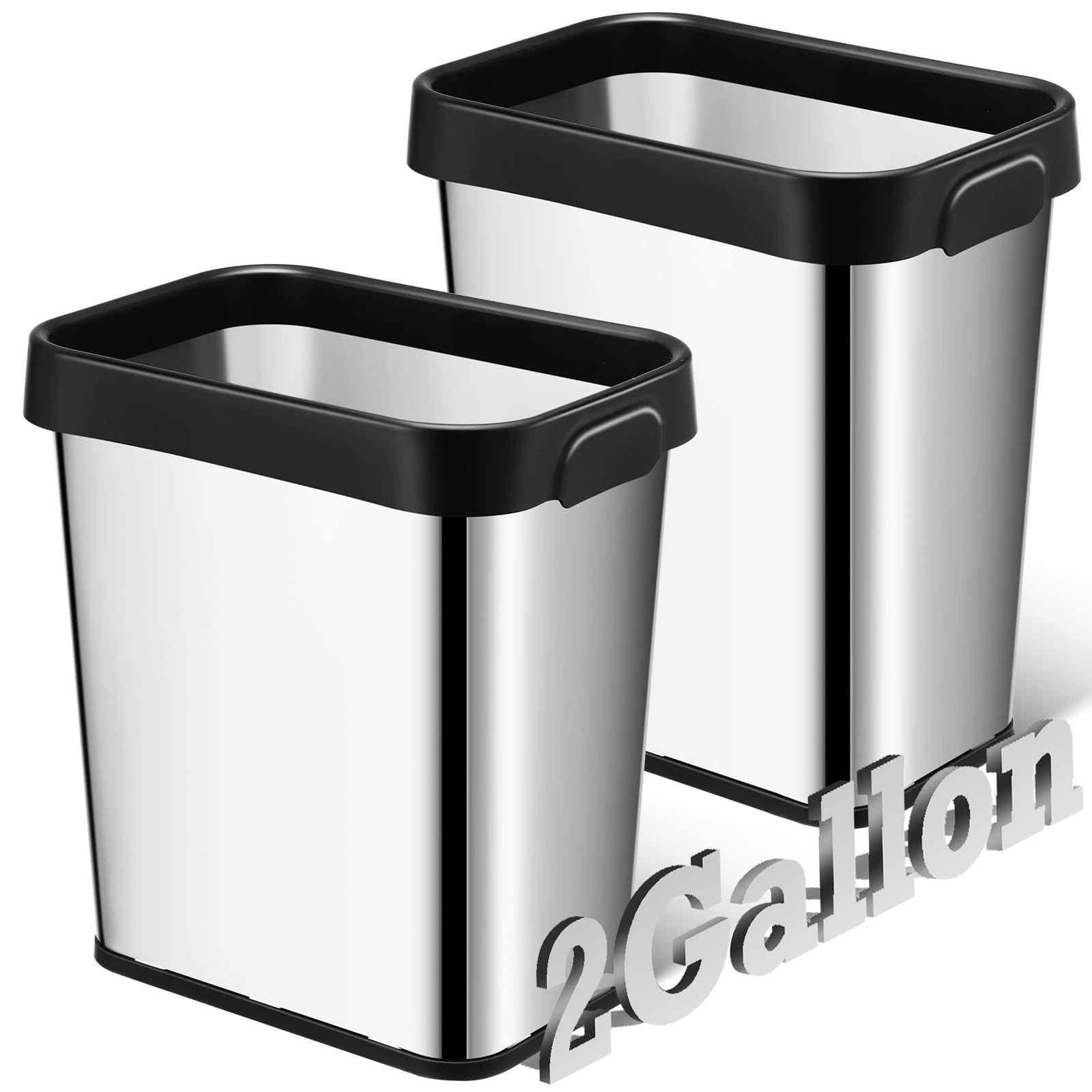 Amazon.com: Teenyyou 2 Pack Stainless Steel Trash Can 2 Gallon Small ...