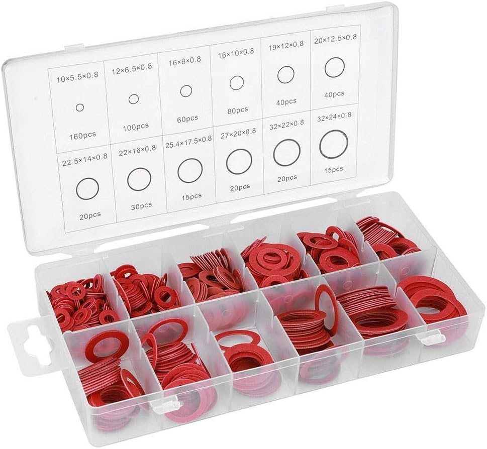 Niady Gasket Paper 600pcs Red Vulcanised Fibre Washer Gasket Round ...