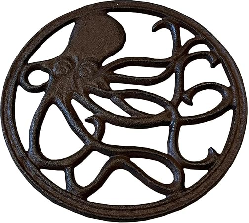 Selections Cast Iron Round Octopus Themed Table Trivet Hot Pot Pan ...