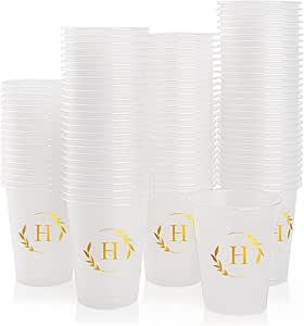 Amazon.com: Lingringdcy 100 Monogrammed Cups Disposable Initial Plastic ...